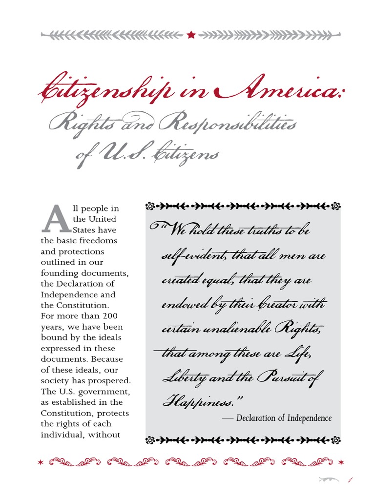 Citizenship in America | PDF | Citizenship Of The United States ...