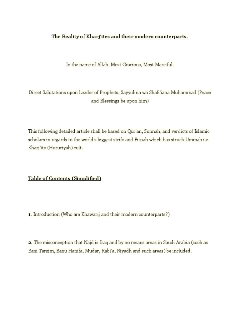Khawarij and Najd | PDF | Hadith | Wahhabism