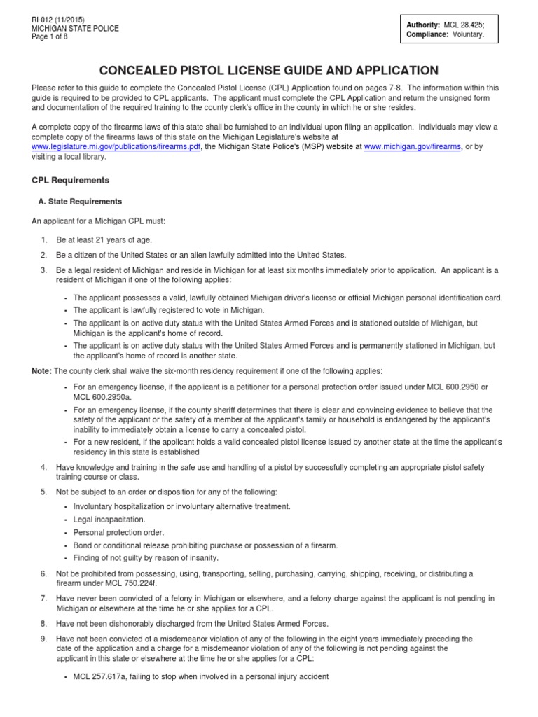 Concealed Pistol License Guide and Application: CPL Requirements | PDF ...