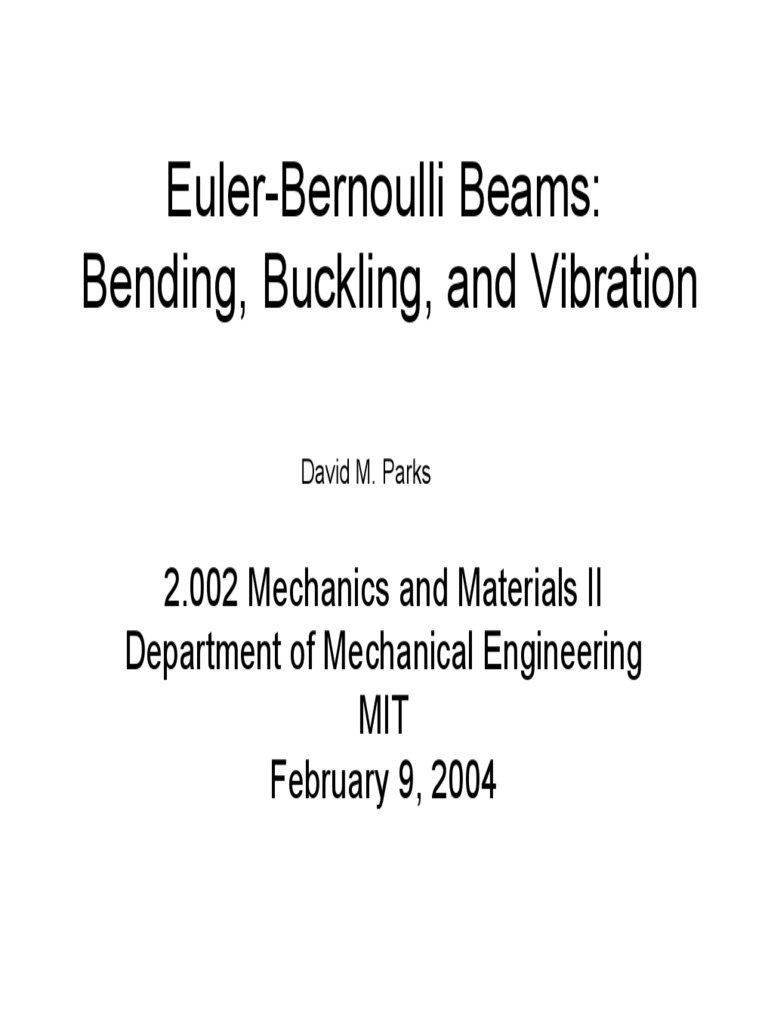 Euler Bernoulli Equation | PDF | Buckling | Bending