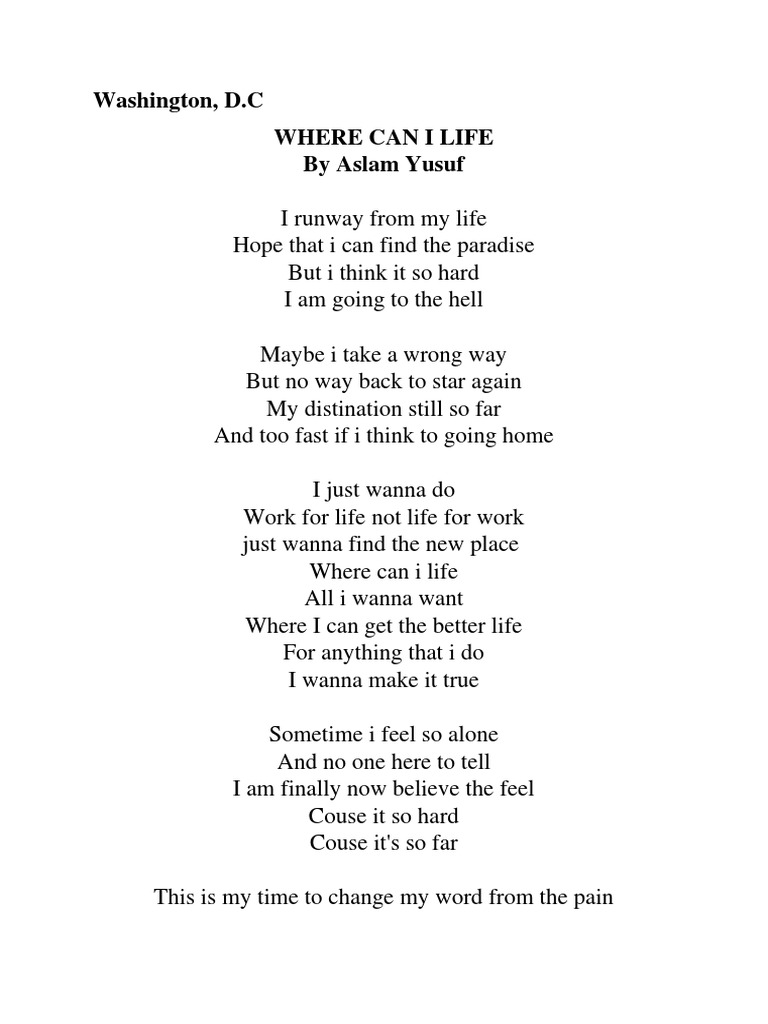Washington, D.C Where Can I Life by Aslam Yusuf | PDF