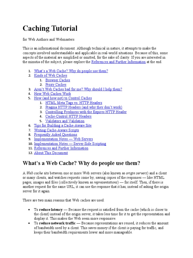 Caching Tutorial | PDF | Proxy Server | Hypertext Transfer Protocol
