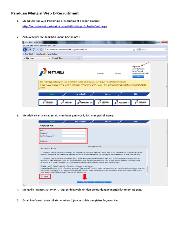 Panduan Mengisi Web E-Recruitment PDF | PDF