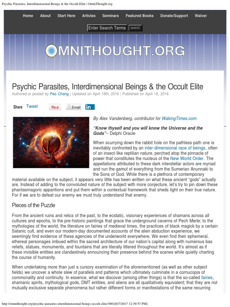 Psychic Parasites, Interdimensional Beings & The Occult Elite PDF | PDF ...