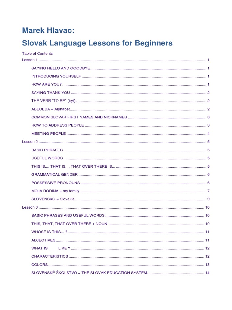 Marek Hlavac-Slovak Language Lessons For Beginners PDF | PDF ...