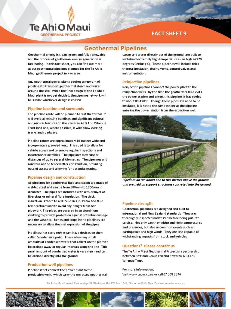 TAOM Fact Sheet 9 Geothermal Pipelines | PDF | Pipeline Transport ...