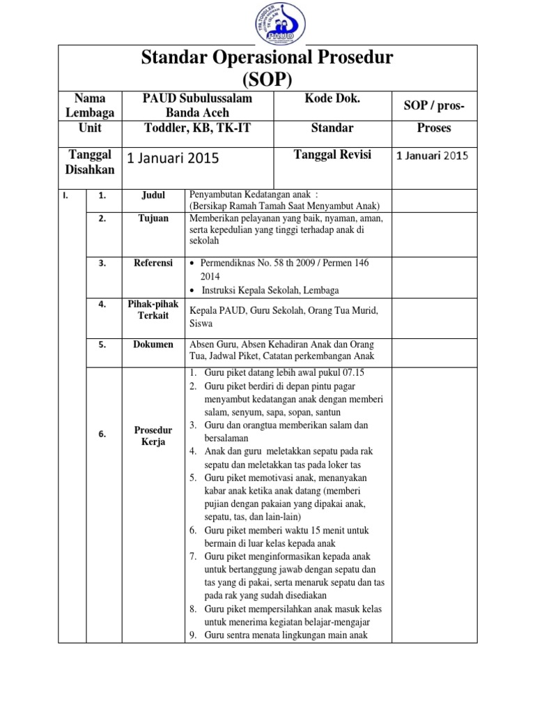 Standar Operasional Prosedur | PDF