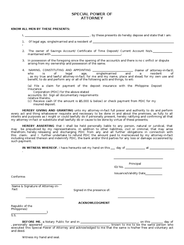 Spa Claims | PDF | Power Of Attorney | Civil Law (Legal System)