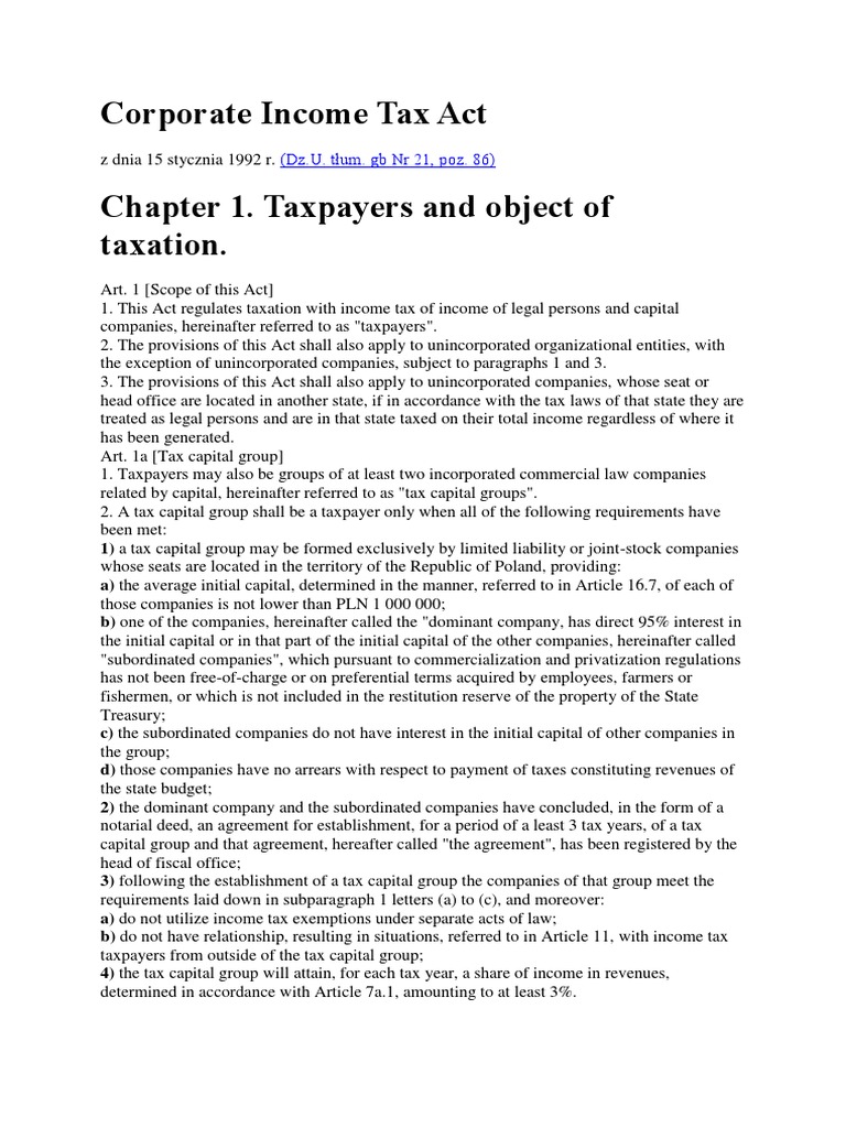 Corporate Income Tax Act | PDF | Income Tax | Taxes
