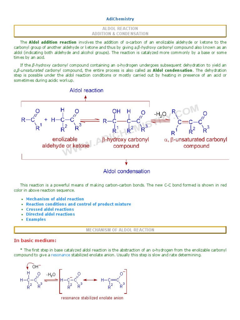 Aldol Reaction: Mechanism & Types | PDF | Aldehyde | Chemical Reactions