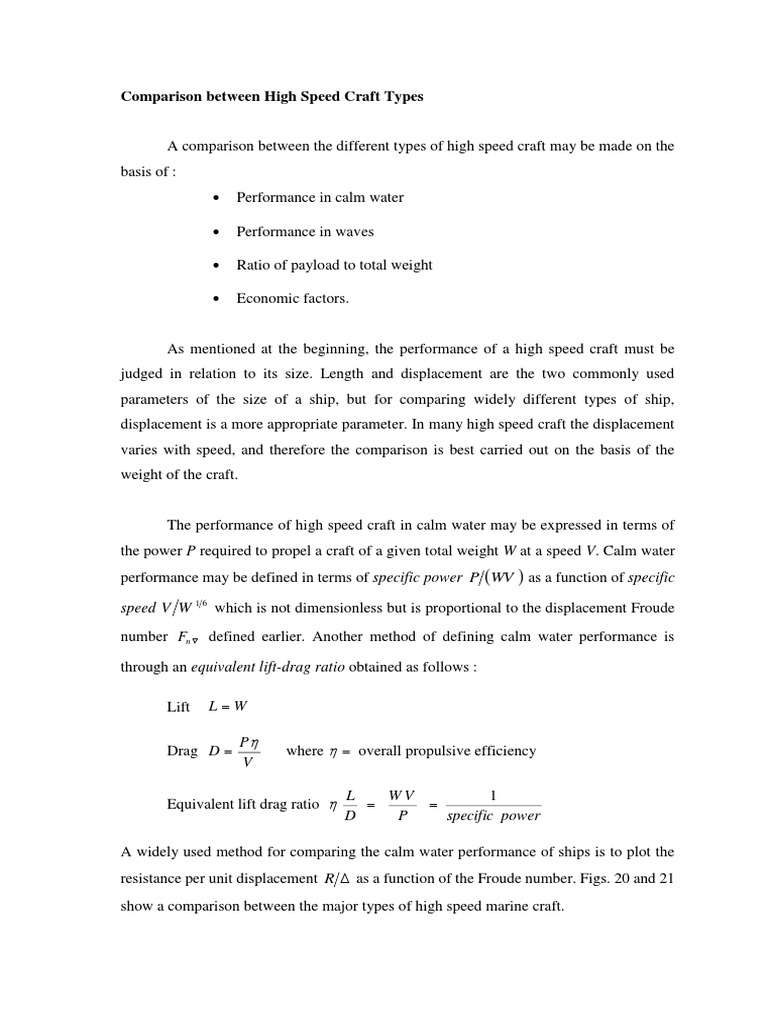 Comparison of High Speed Crafts | PDF | Marine Propulsion | Waves