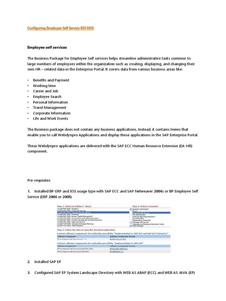 Configure SAP Employee Self-Service | PDF | Sap Se | Digital Technology