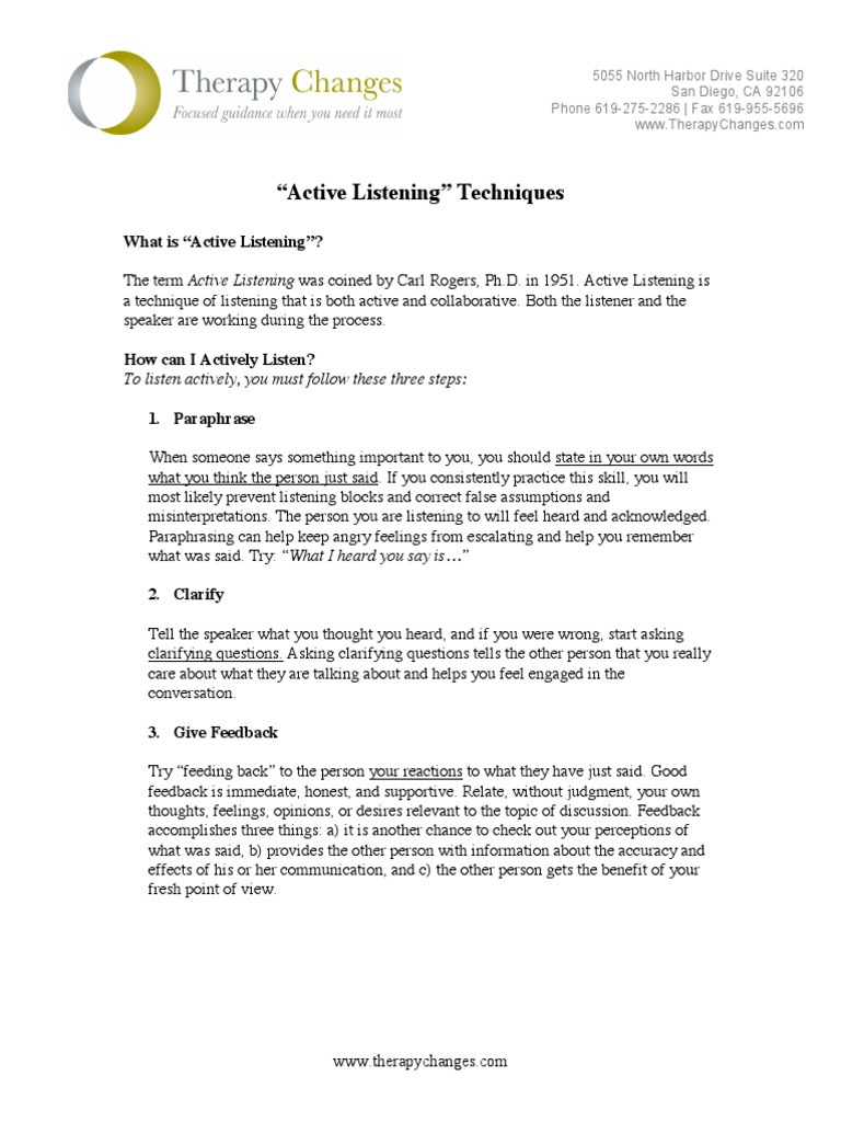Active Listening | PDF | Nonverbal Communication | Neuroscience