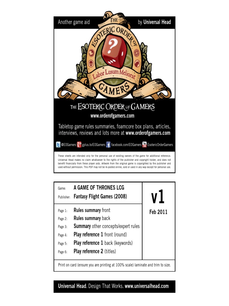 Esoteric Order Gamers: Another Game Aid by | PDF | Gaming | Leisure