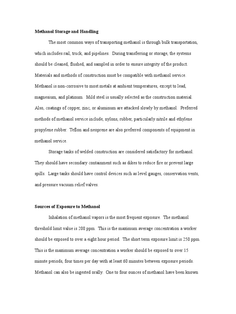 Methanol Storage and Handling | Download Free PDF | Gases | Physical ...