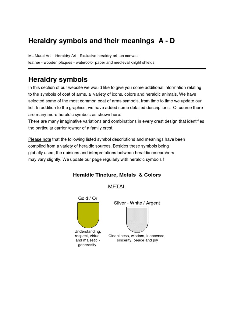 Heraldry Symbols and Meanings | PDF | Heraldry | Symbols