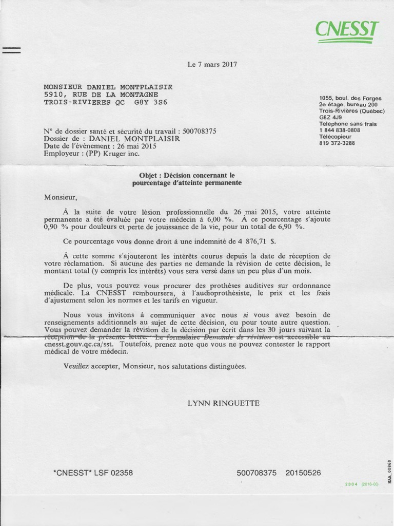 CNESST | PDF | Bien-être | Médical