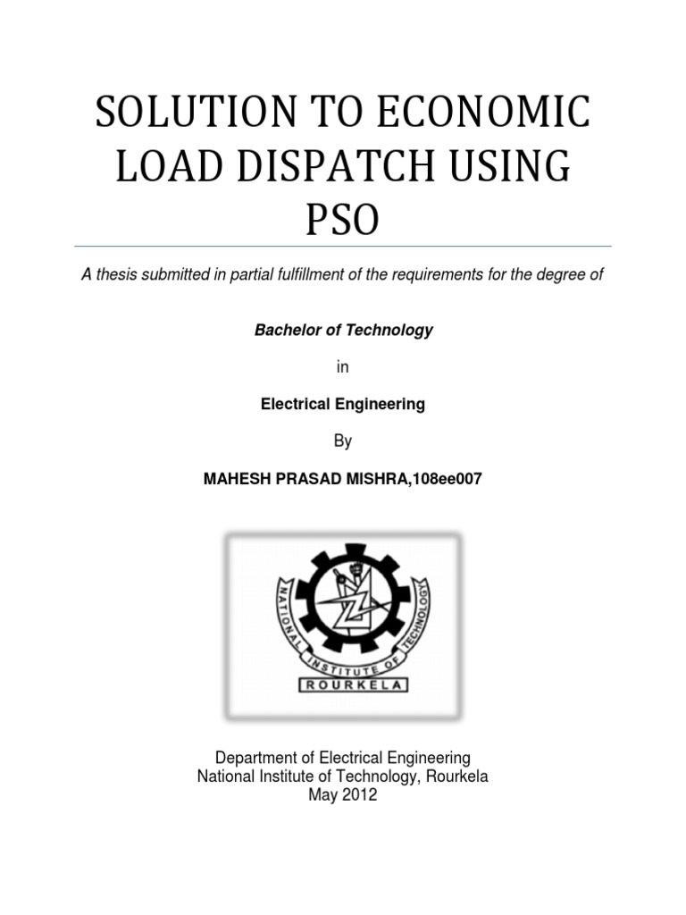 Solution To Economic Load Dispatch Using PSO | PDF | Mathematical Optimization | Power Station