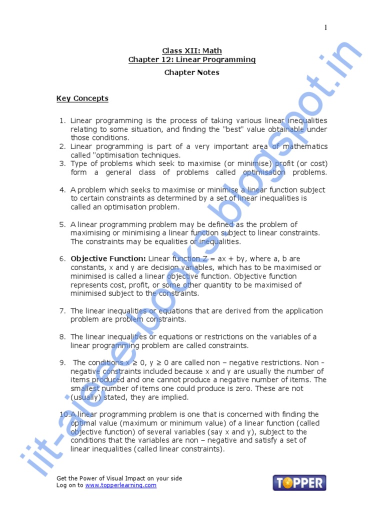 Iit-Aieee-Books - Blogspot.in: Class XII: Math Chapter 12: Linear ... Iit-Aieee-Books - Blogspot.in: Class XII: Math Chapter 12: Linear ...