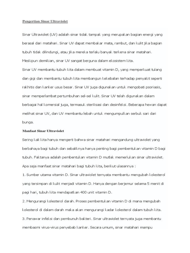 Pengertian Sinar Ultraviolet | PDF