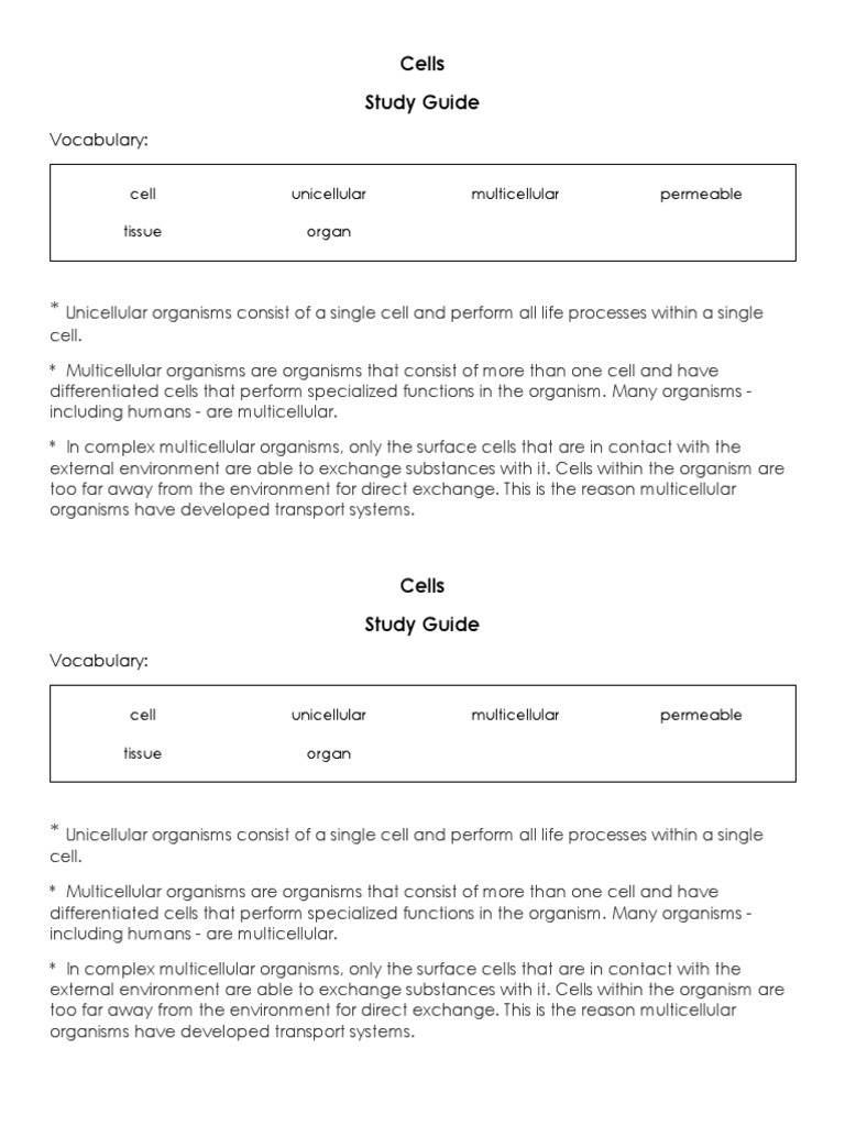 Cells Study Guide | PDF