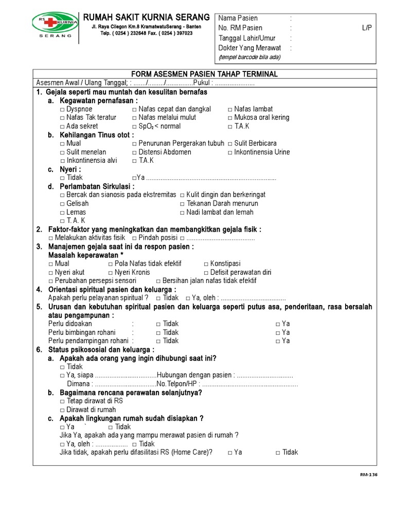 Form Pasien Tahap Terminal | PDF