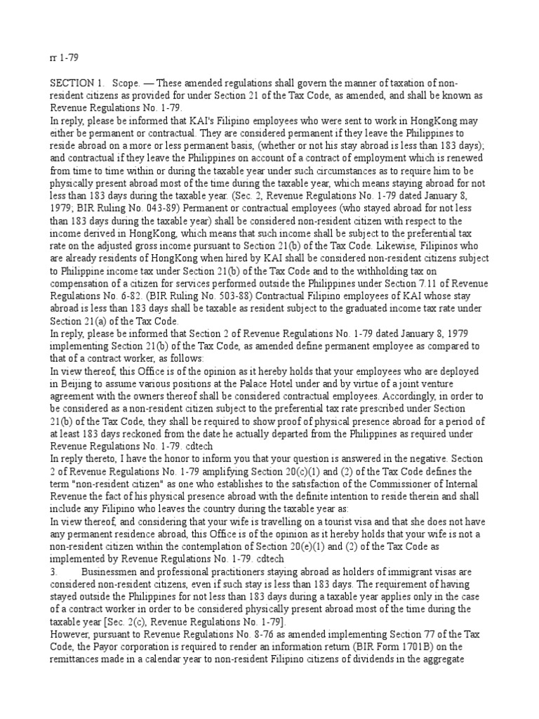 RR 1-79 | PDF | Internal Revenue Code | Taxes