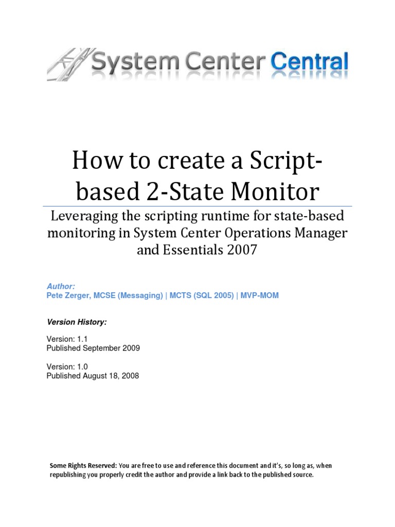 How To 2 State Scriptmonitor Scom Pdf Computer Monitor Scripting Language