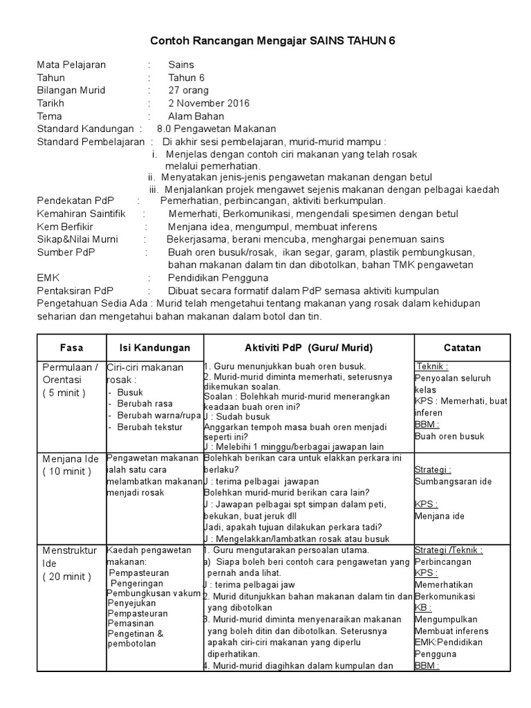 Contoh Rph Sains t 6
