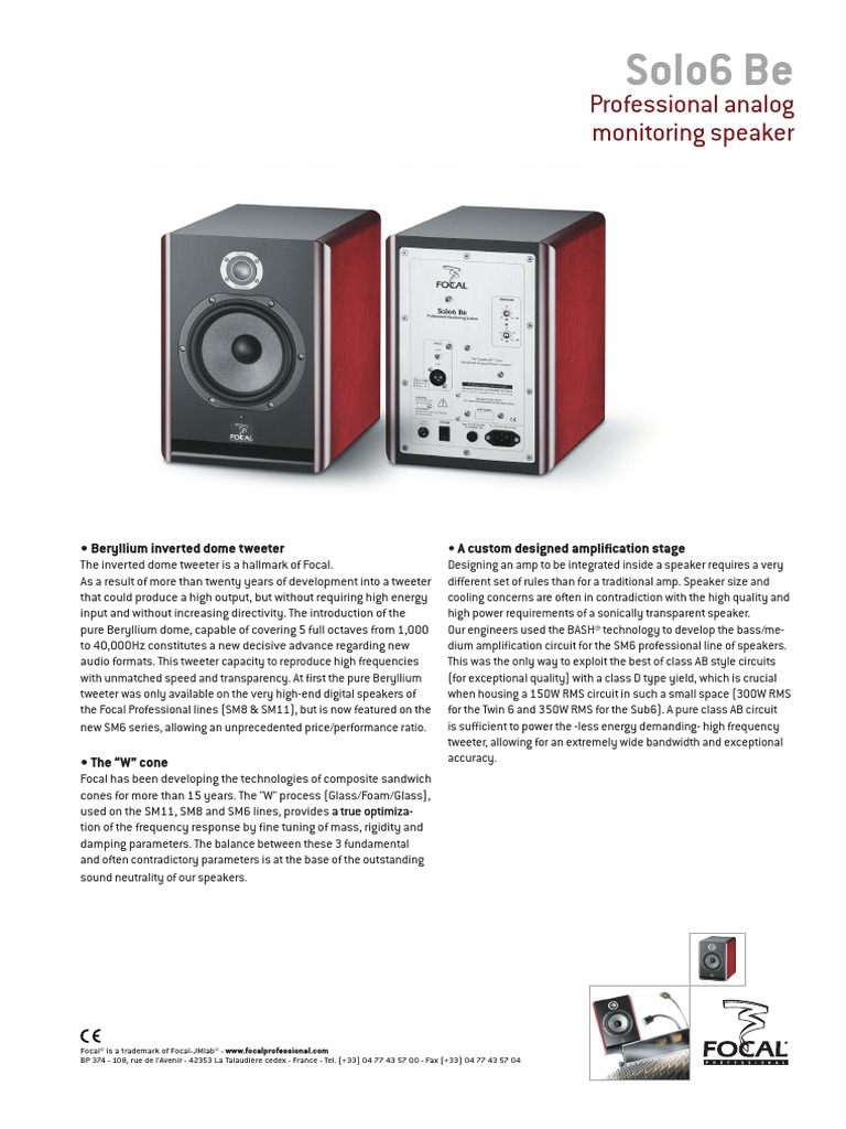 Solo6 Be Product Sheet 1697 | PDF | Loudspeaker | Amplifier