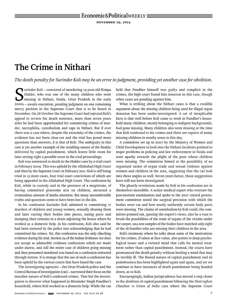 The Crime in Nithari | PDF | Capital Punishment | Criminal Justice