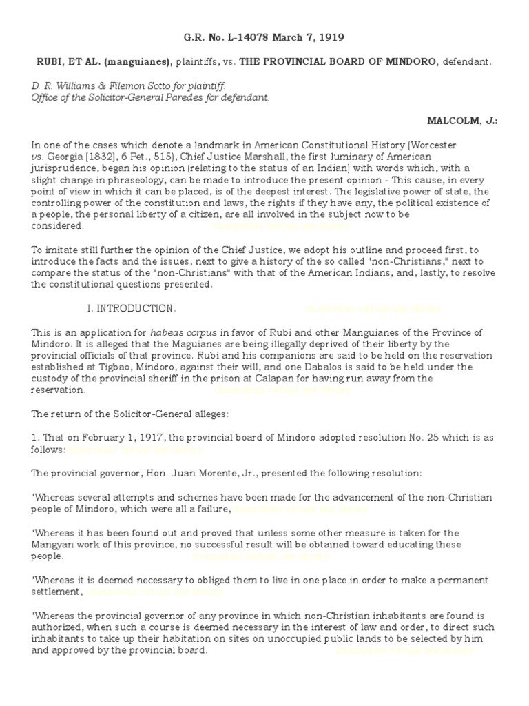 D. R. Williams & Filemon Sotto For Plaintiff. Office of The Solicitor ...