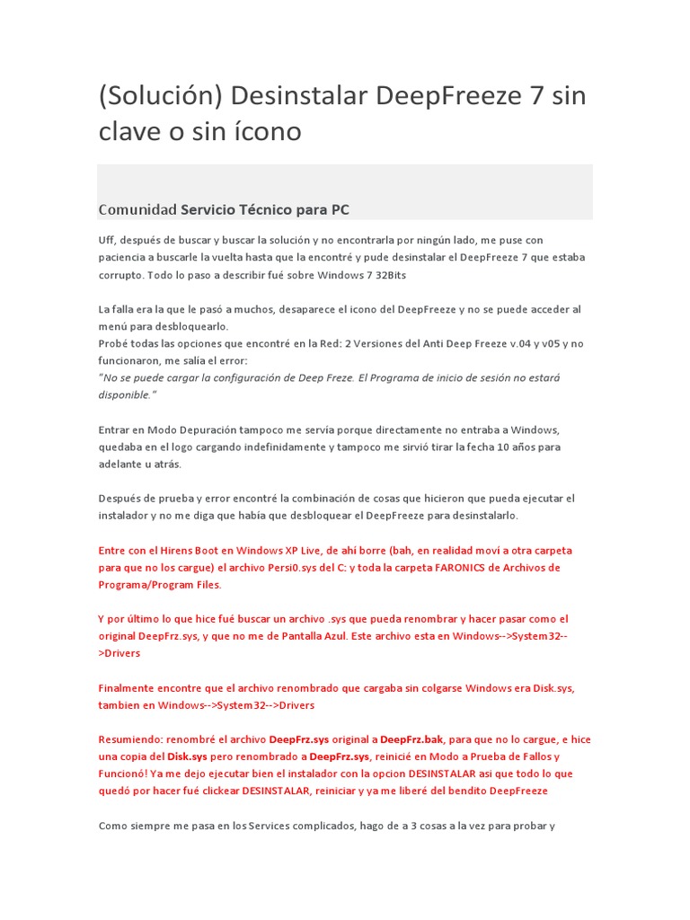 Soluciónproble de Deep Freeze | PDF | Microsoft Windows | Windows 7