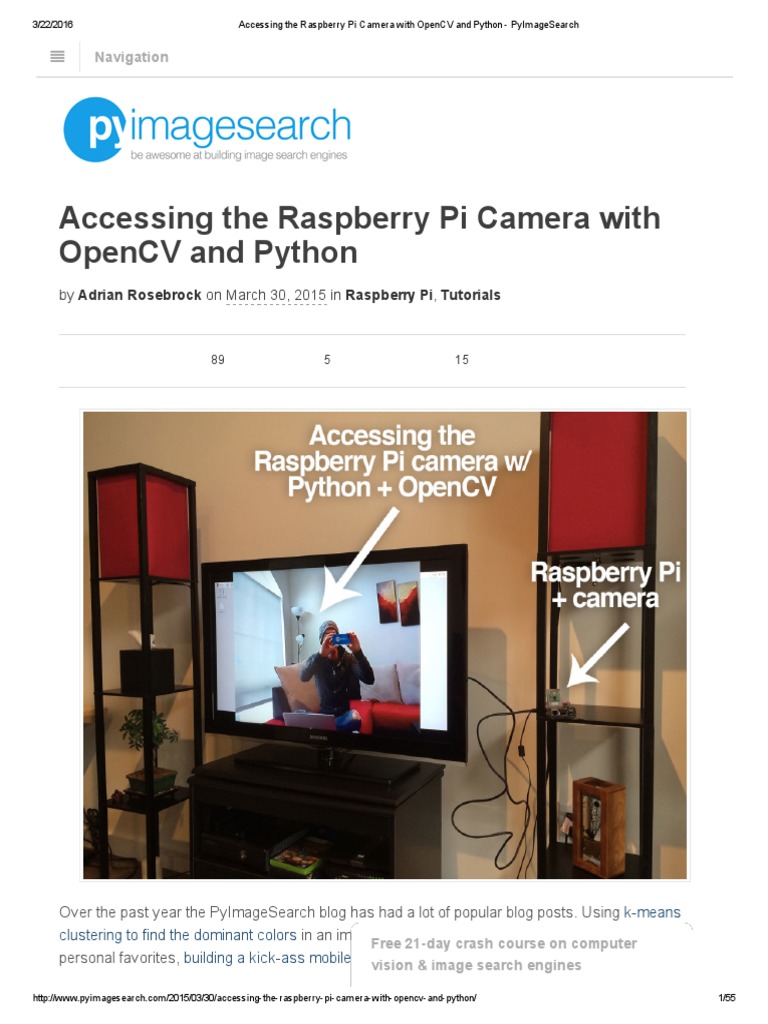 Accessing The Raspberry Pi Camera With OpenCV and Python - PyImageSearch | Download Free PDF ...