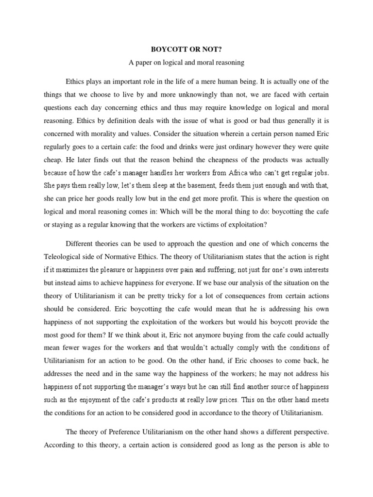 Philo 1 Paper | PDF | Utilitarianism | Morality