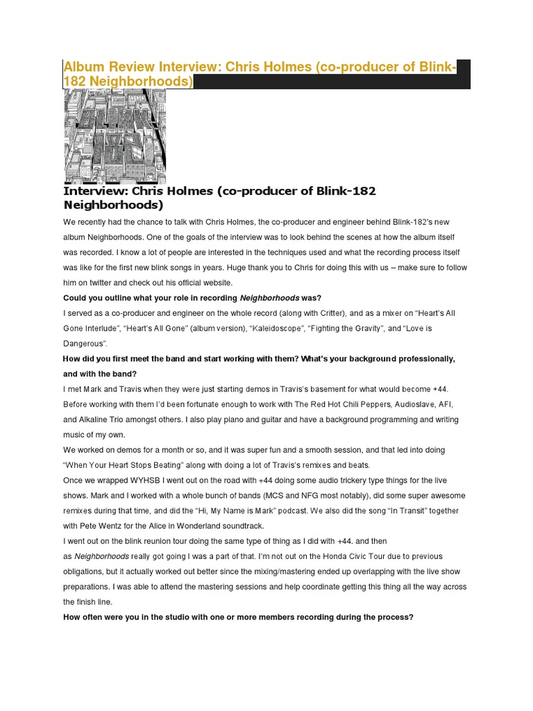 Album Review Interview | PDF | Leisure | Entertainment (General)