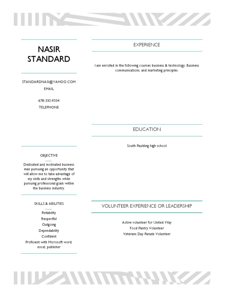 Nasir Standard Resume | PDF | Career & Growth | Self-Improvement