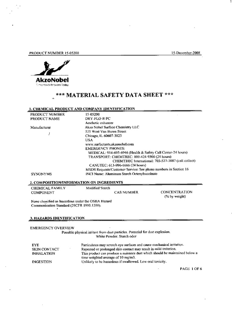 MSDS Dry-Flo® PC | PDF
