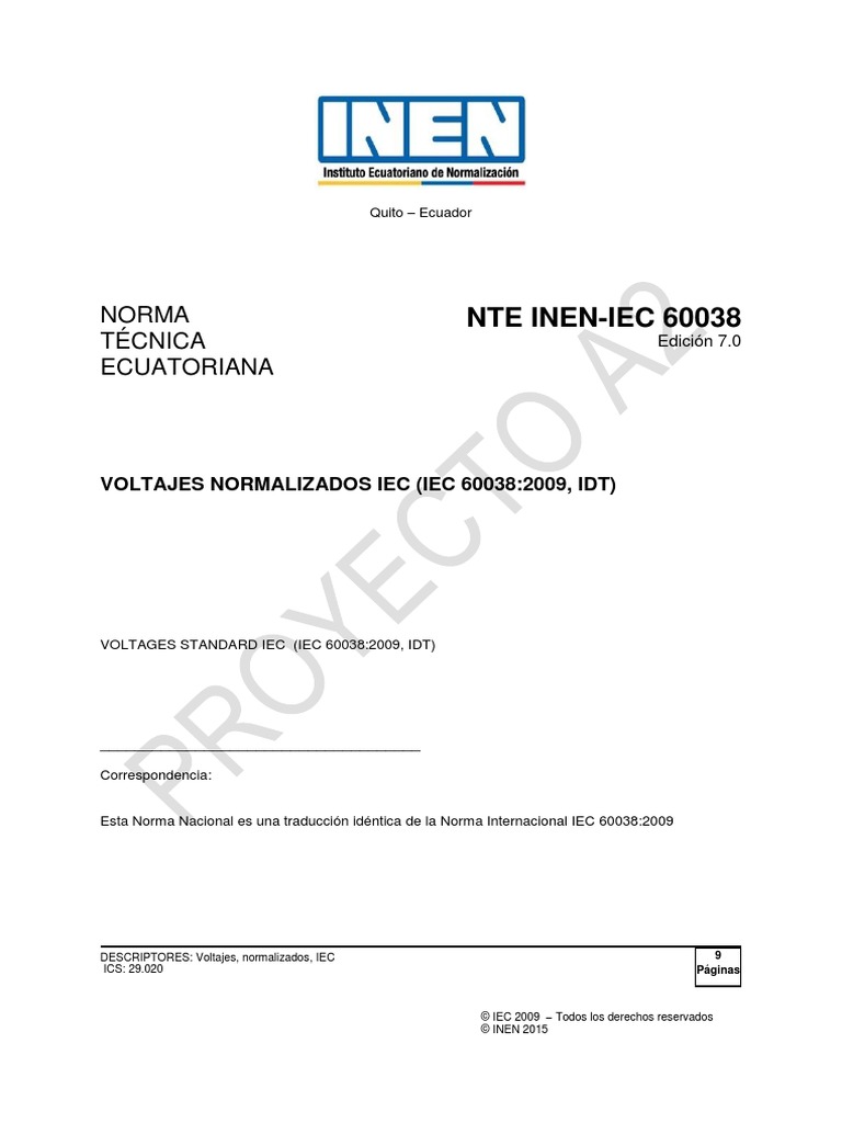 No Re 05 Nte Inen Iec 60038 PDF | PDF | Comisión Electrotécnica ...