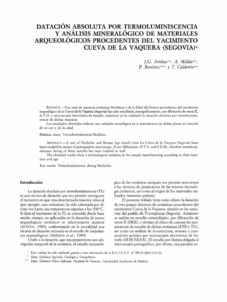 Datacion Absoluta Por Termoluminiscencia PDF | PDF | Cerámica | Minerales