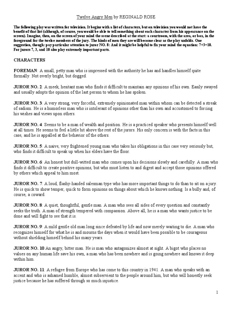 12 Angry Men Script PDF | PDF