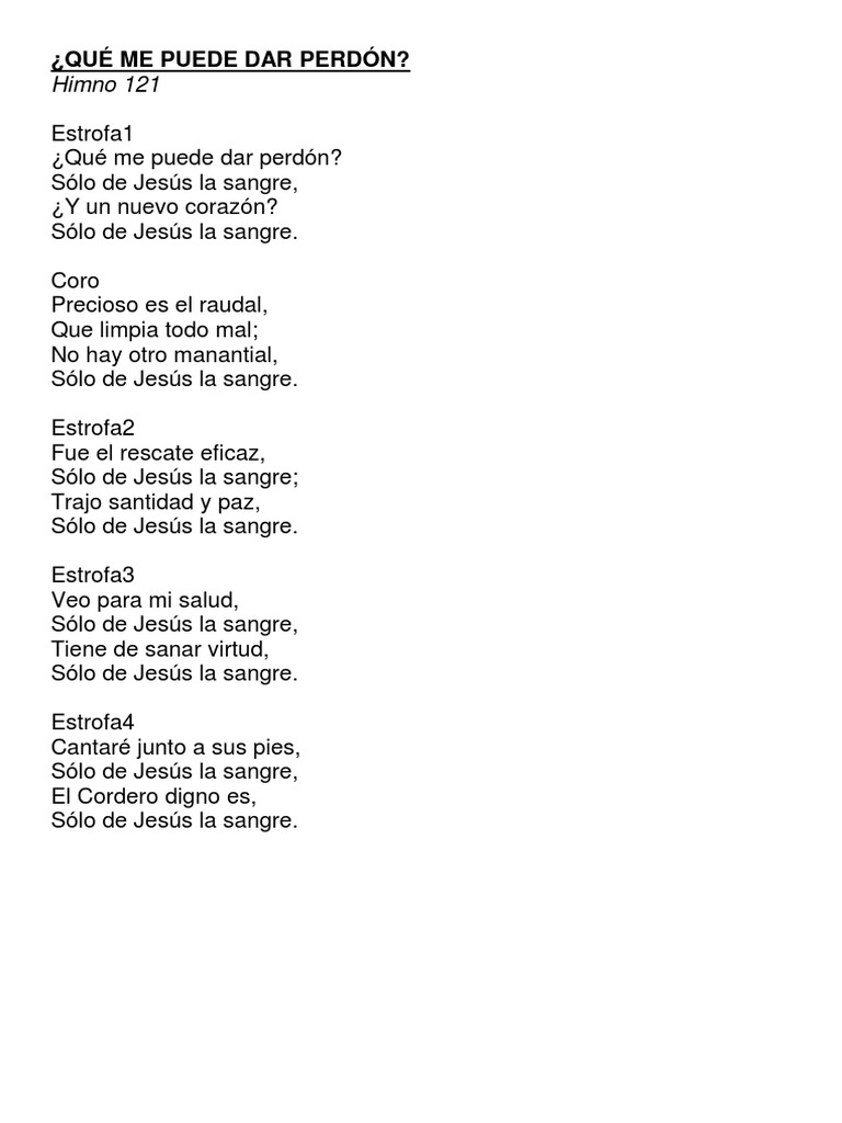 Qué Me Puede Dar Perdón - Letra - Himno 121 | PDF