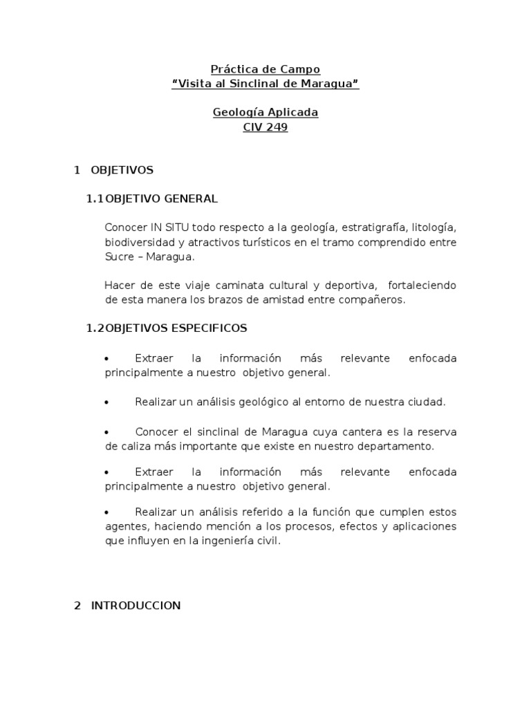Práctica de Campo (Sinclinal de Maragua) | PDF | Estrato | Roca (geología)