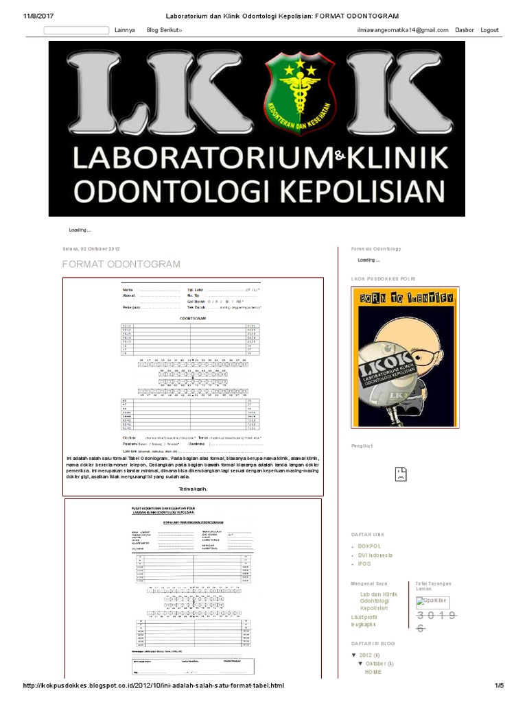 Format Tabel Odontogram Forensik | PDF