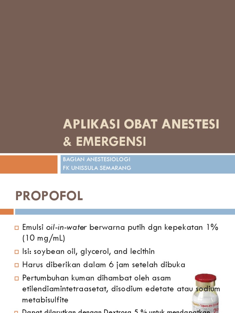 1.1. Aplikasi Obat-Obat Anestesi Dan Emergency (Dr. Dian Ayu) | PDF