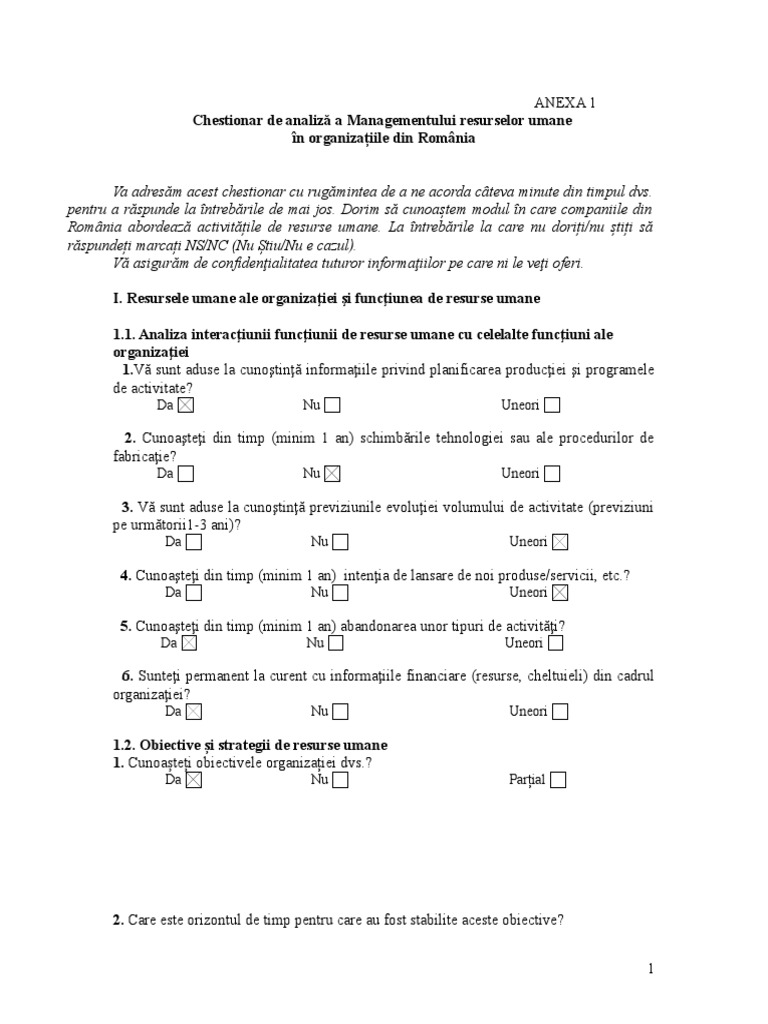 ANEXA Chestionar | PDF