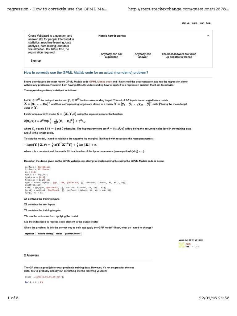 GPML PDF | PDF | Cross Validation (Statistics) | Regression Analysis