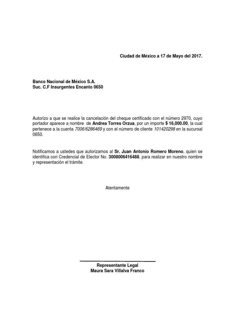 Cancelacion Cheque Certificado | PDF | Bancario | Servicios financieros