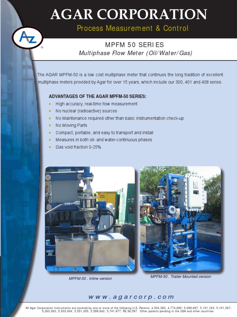 Agar50series MPFM Spec | PDF | Flow Measurement | Density