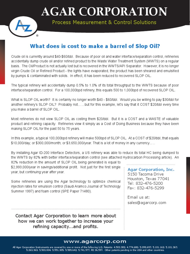Cost of Slop Oil | PDF | Barrel (Unit) | Oil Refinery